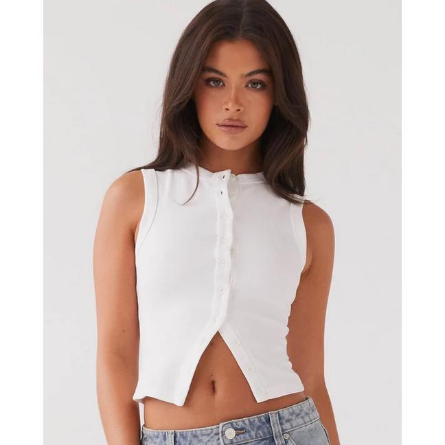Women Button down Tank Tops Casual Summer Solid Color Sleeveless ...