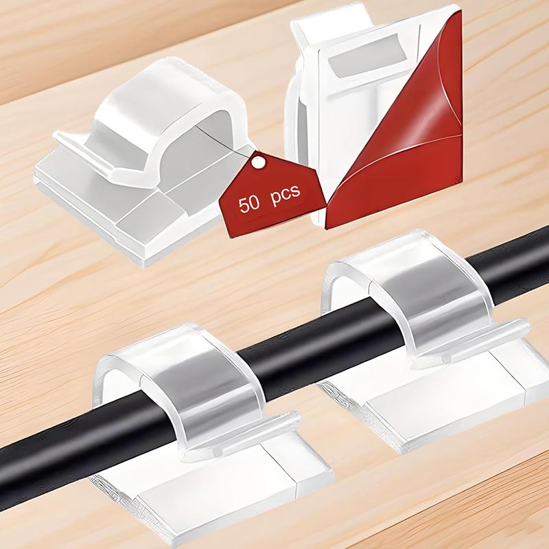 50pcs Cable Clips, Adhesive Wall Cord Clips For Cable Management ...