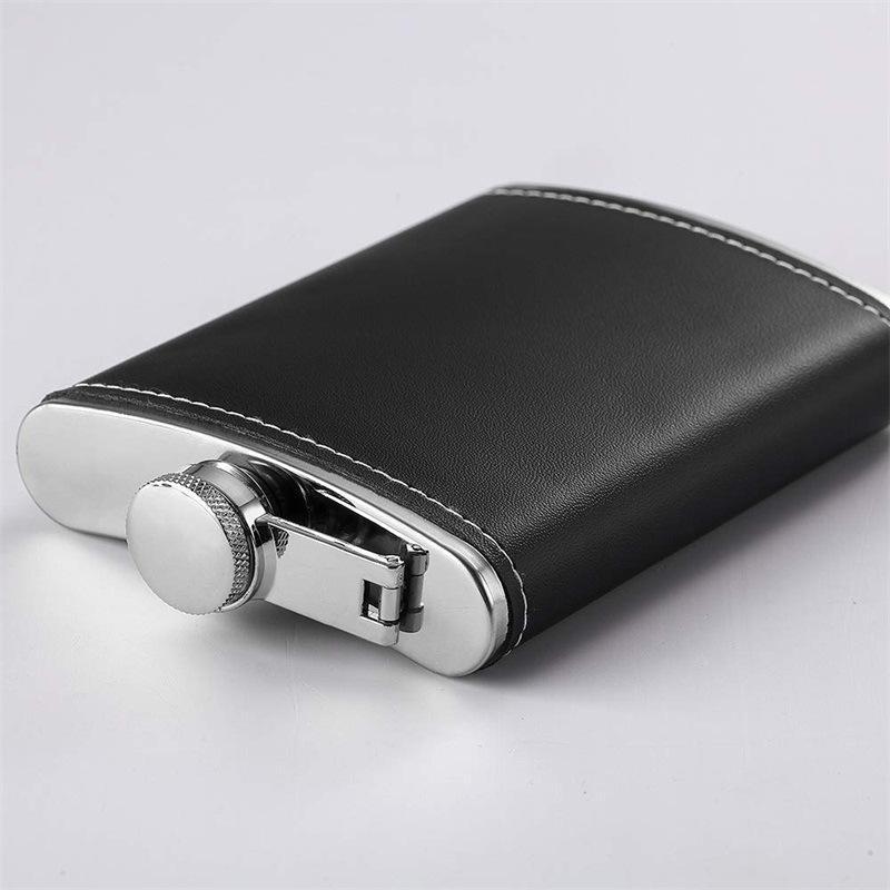 1PCS 6 OZ Portable Stainless Steel Hip Flask PU Leather Meta - TikTok ...