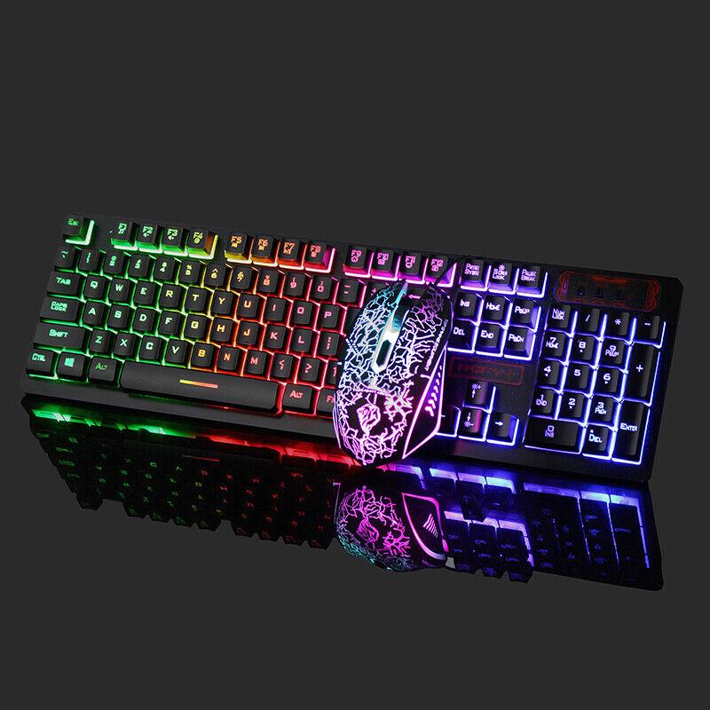 Vibrant LED Gaming Combo: Colorful Backlit Keyboard & Mouse Set ...