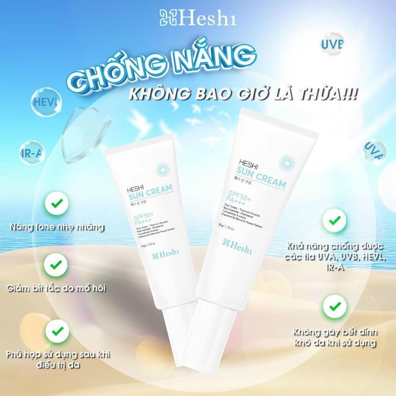 Kem chống nắng phổ rộng HESHI Sun cream SPF 50 Sunscreen Skincare ...