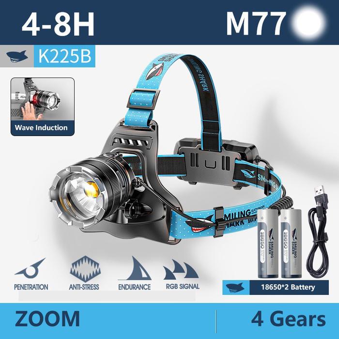 Jual Senter Kepala Smiling Shark K225B SmilingShark K225B P70 Cahaya ...
