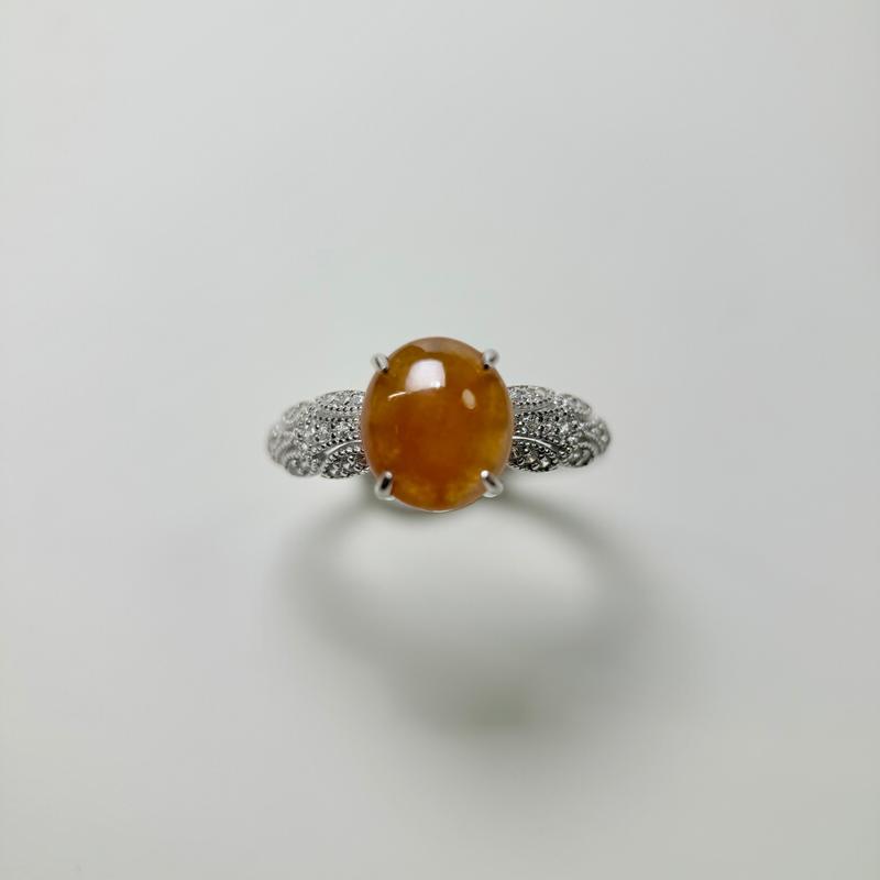 Amber Grace – Icy Orange Jadeite Cabochon Ring (S925 Silver) - TikTok ...