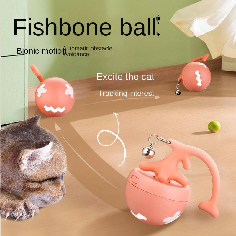 Pet Cat Toy Fishbone Rolling Ball USB Electric Cat Teasing Ball ...