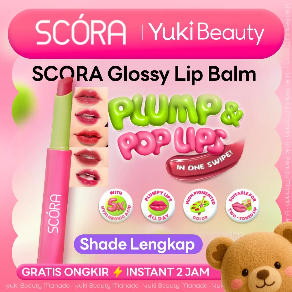 YUKI Manado SCORA Glossy Tinted Lip Balm Bloop Pop Gloss Balm product ...