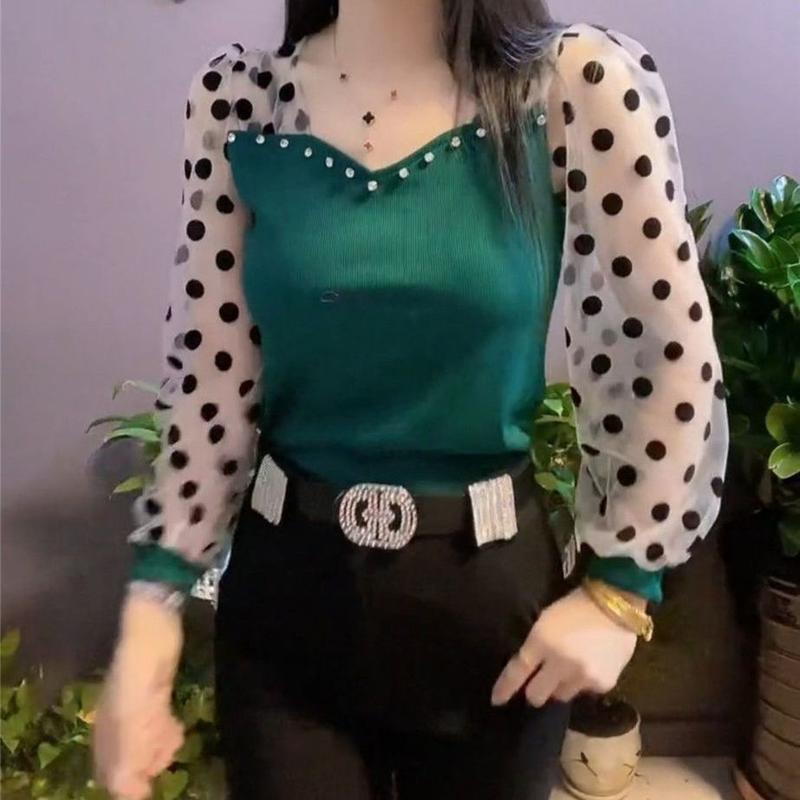 Blaus untuk Wanita, Saiz Besar, Fesyen Musim Bunga Eropah Stesen ...