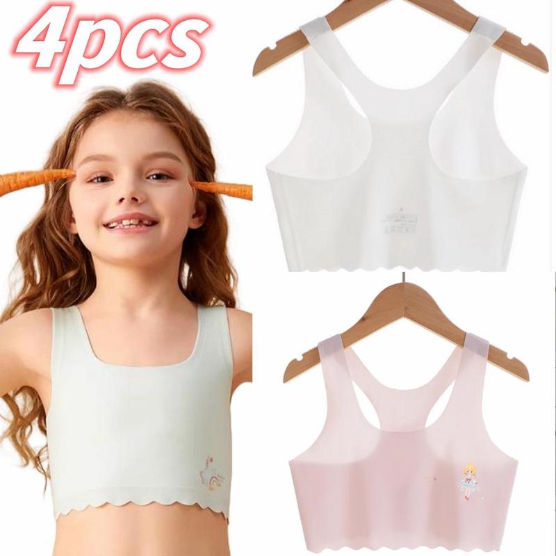1/4pcs Girls During Development Period Bra Soft Cotton No Steel Ring ...