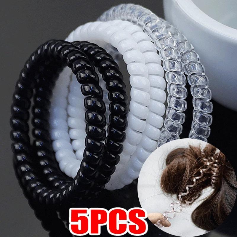 Telephone Wire Hair Rope Transparent Elastic Hair Band Spira - TikTok ...