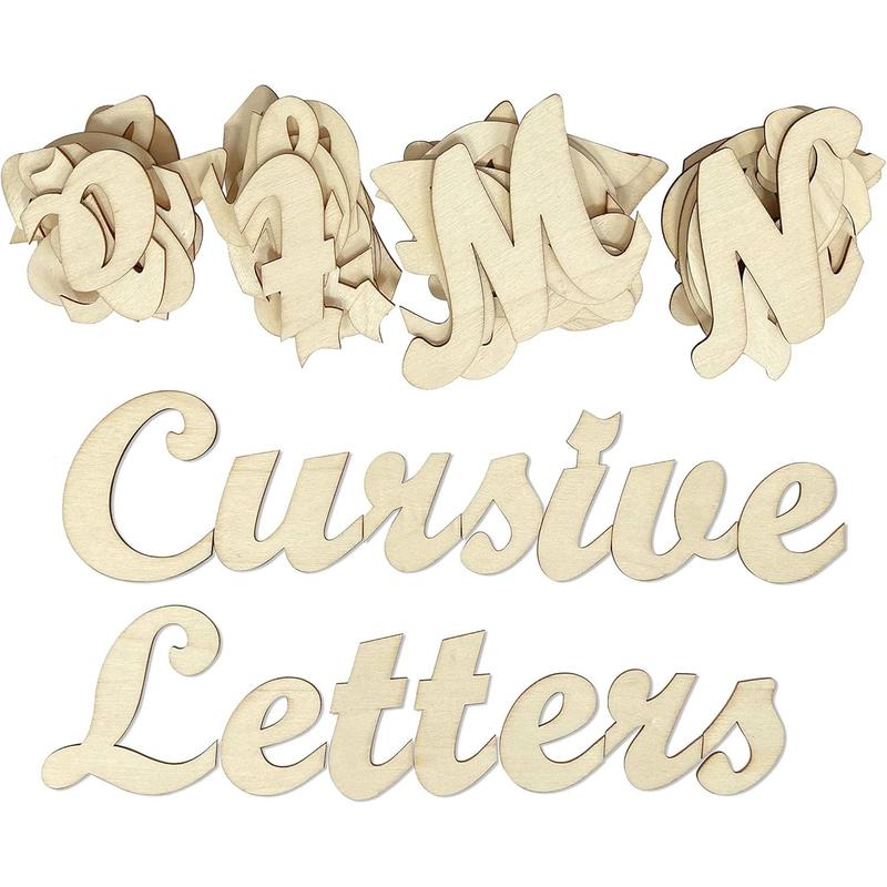 3 Inch 284 count Wooden Letters Unfinished Letters for Crafts Cursive ...