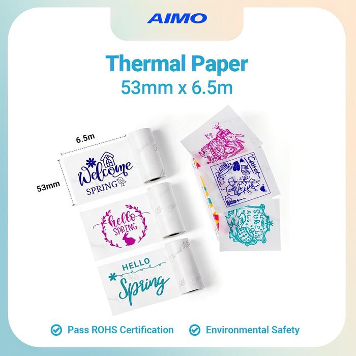 Promo AIMO Thermal Paper 53 mm x 6.5 m Sticker Transparan Roll Paper ...