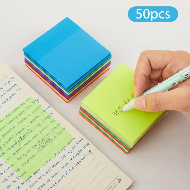 50 Sheets Color Transparent Sticky Note Pads Waterproof Self-Adhesive ...