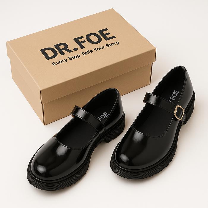 Jual DR. FOE DF62 Sepatu Wanita Mary Janes Loafers Hitam Elegan Kerja ...