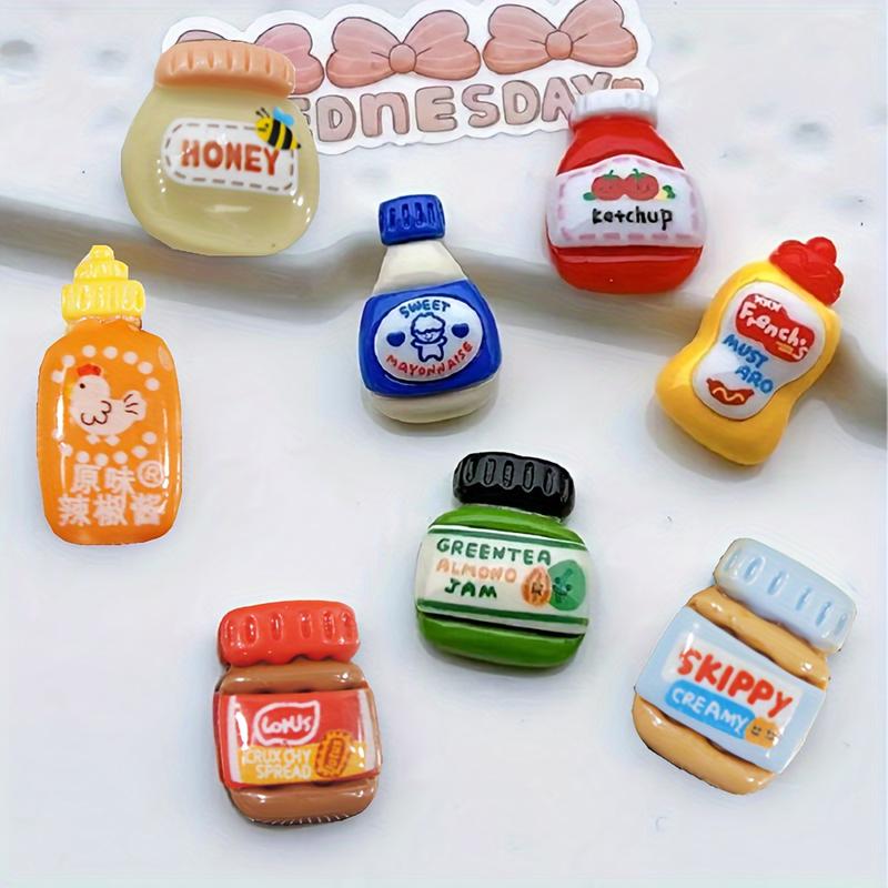 8pcs Cute Food-Themed Refrigerator Magnets - ABS Plastic Condiment ...