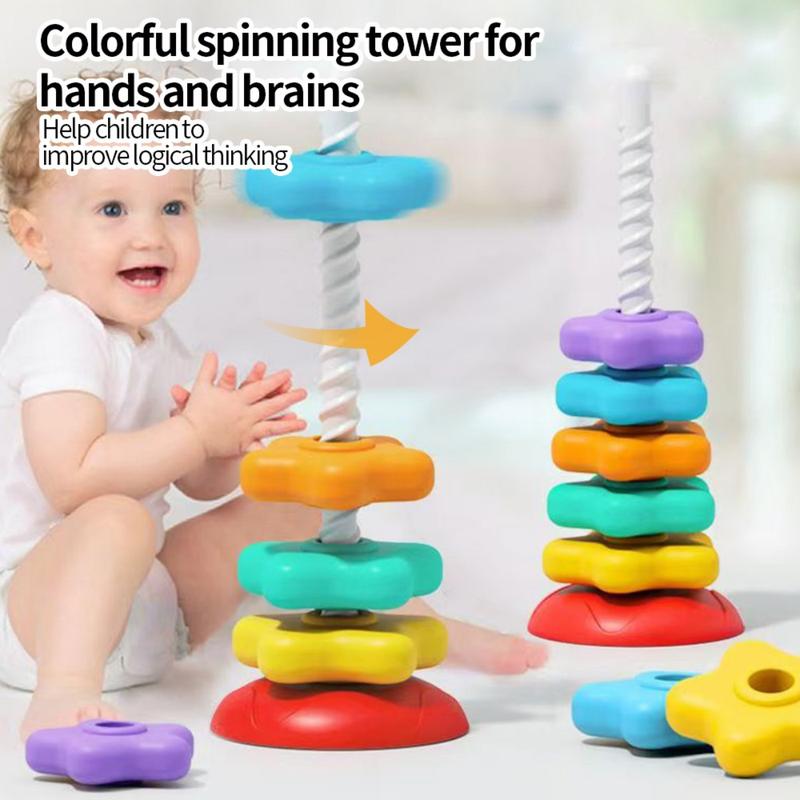 Educational Spinning Stacking Toy Stacking Rings Baby Toy Montessori ...