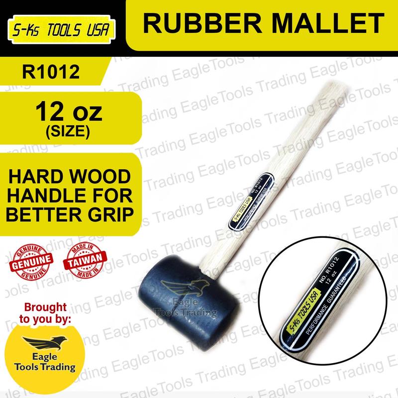 Wood Handle Rubber Mallet 12 oz Sks Tools USA Lightweight & Durable ...