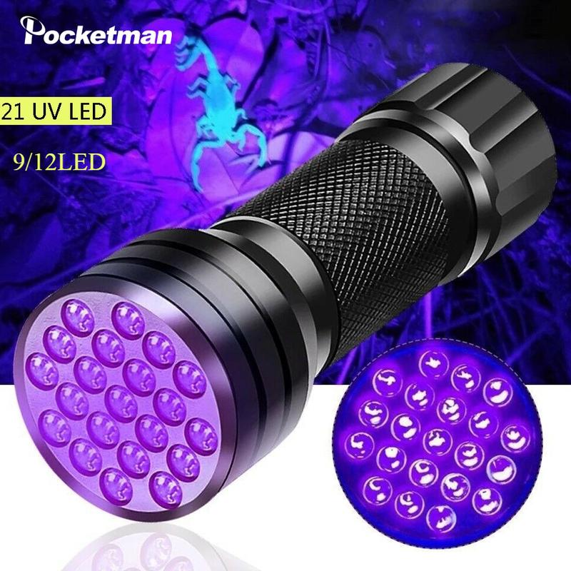 21 LED 12 LED 9LED 395-400nm UV Flashlights UV Torch Ultraviolet ...