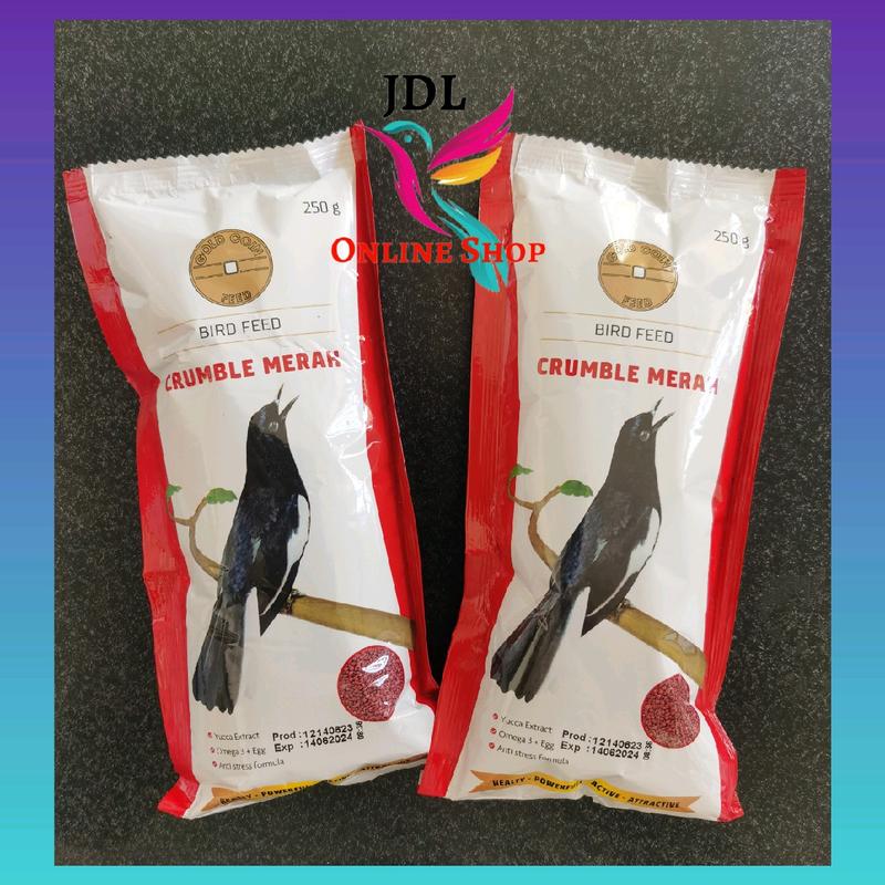 GOLD COIN CRUMBLE MERAH 250 GRAM PAKAN VOER PUR BURUNG KACER - Shop ...