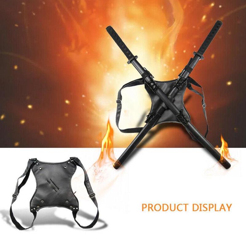 PU Leather Double Sheath Men's Belt Sheath Samurai Pirate Waist ...