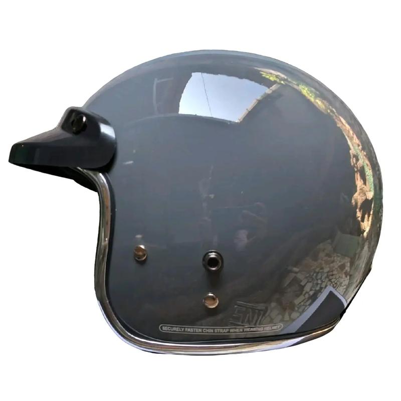 HELM LIST CHROME SET PET / HELM BOGO RETRO FULL LEHER SNI Motorcycle ...