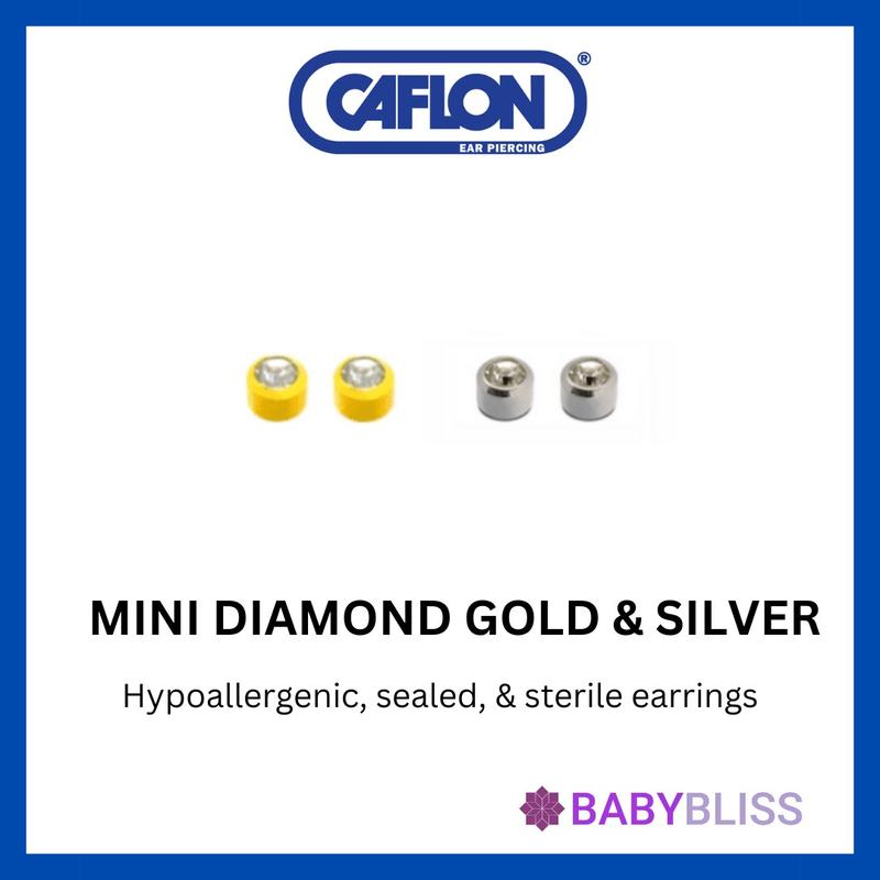 Caflon MINI DIAMOND (April, 2mm) Gold and Silver Earrings ...