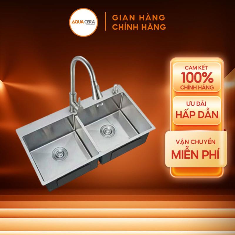 Chậu rửa chén Aqua Cera 2 hộc inox 304 + vòi chén lạnh 82x45 - TikTok ...