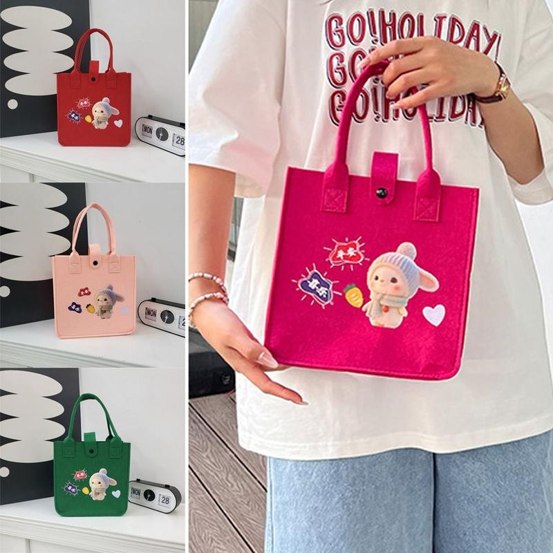 Portable Felt Shoulder Bag Cartoon Rabbit Handmade Handbag Large ...