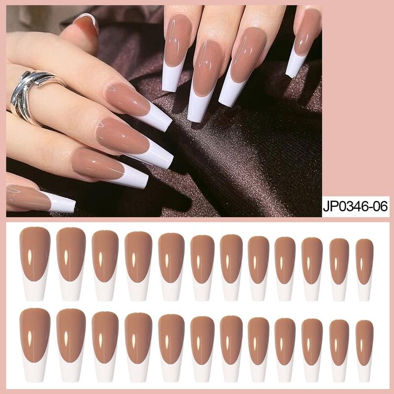 2025 Manicure round Art French Fake Nail Tip Wear Nail Stickers ...