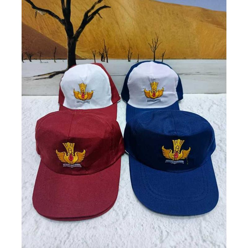 TOPI SEKOLAH SD SMP MERAH PUTIH BIRU PUTIH HAT CAP SCHOOL SERAGAM ...