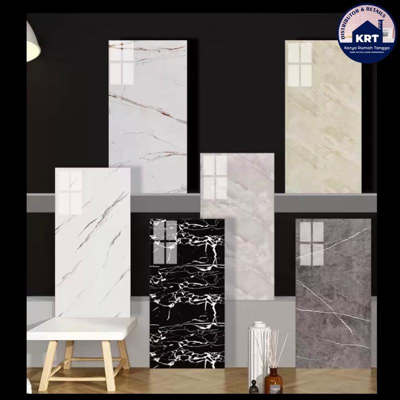 Wallpaper dinding marble 60 x 30cm Wallfoam marble sticker marble ...