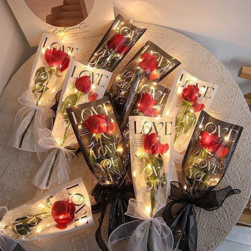 PLASTIK BUNGA SINGLE FLOWER TULISAN LOVE PRINTED KOREAN STYLE PLASTIK ...