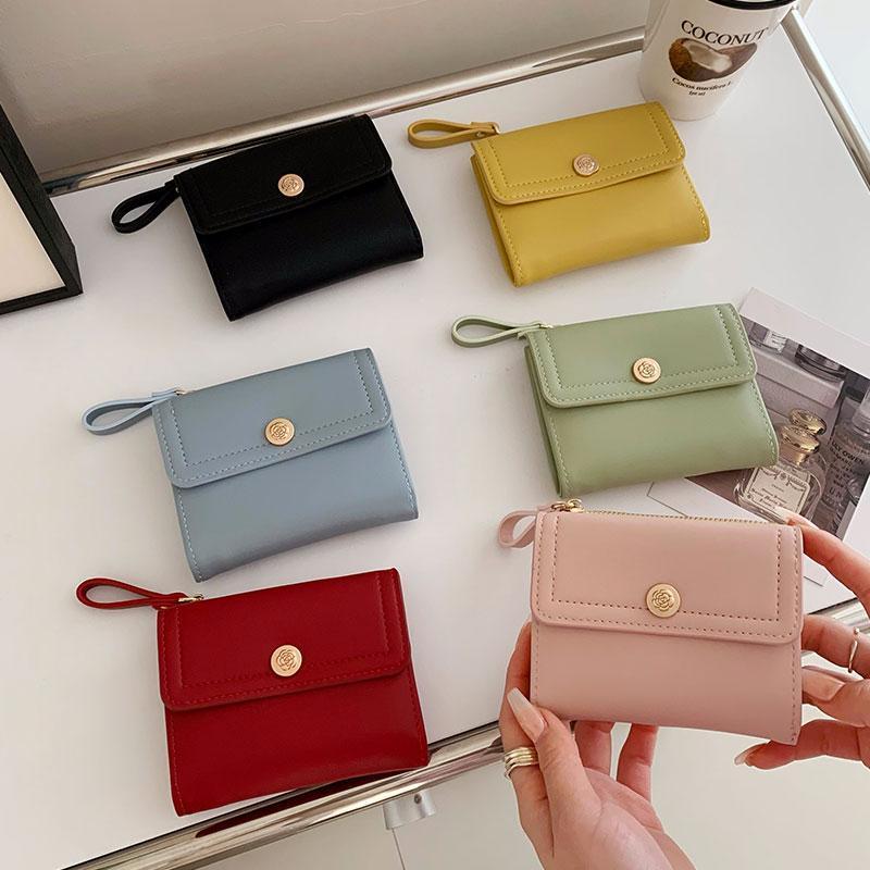 Women'S Wallet, Fashionable, Foldable, Simple, Solid Color, Exquisite ...