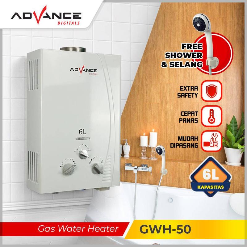 Advance Gas Water Heater GWH-50 Pemanas Air 6 Liter Free Shower - Shop ...