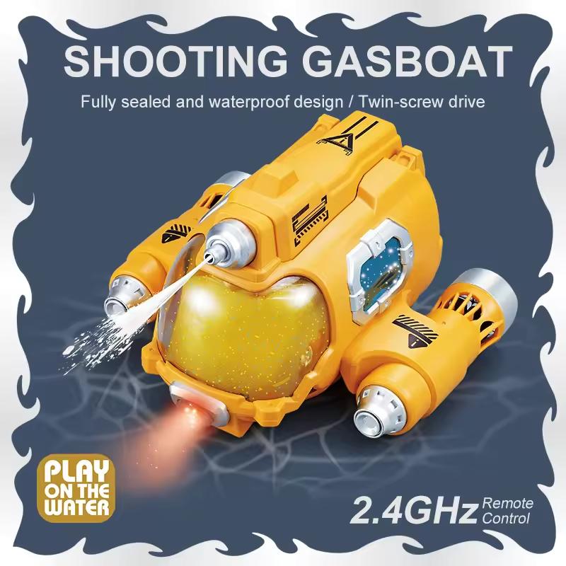 2.4GHz Double Propeller Shooting Remote Control Boat Sprayin - TikTok ...