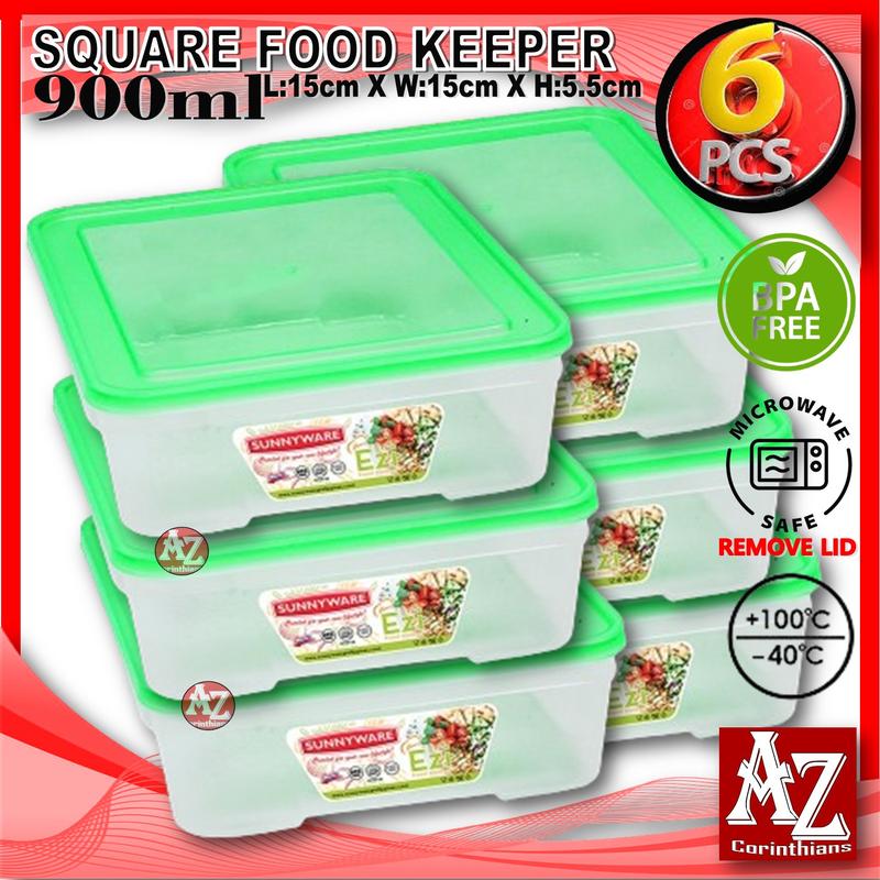 6pcs-Square Food Keeper Storage Container 900 ml Cover Disposable ...