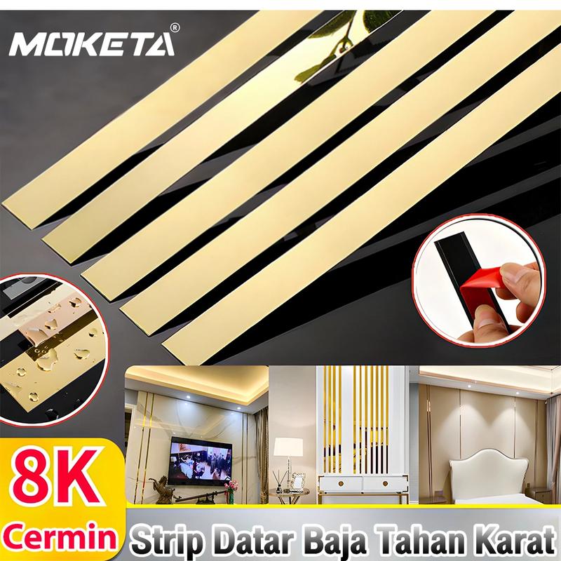 3M List Plat Strip Mirror Gold Stainless SS201 Steel Flat Decorative ...