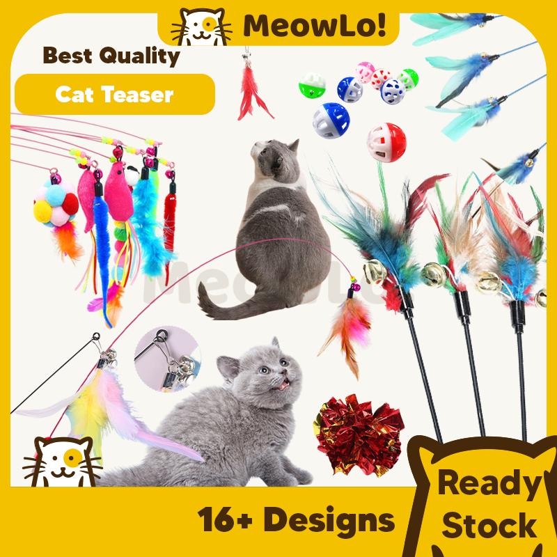 MeowLo Cat Teaser Flexible Stick Pet Toy Cat Play Toy Cat Feather ...