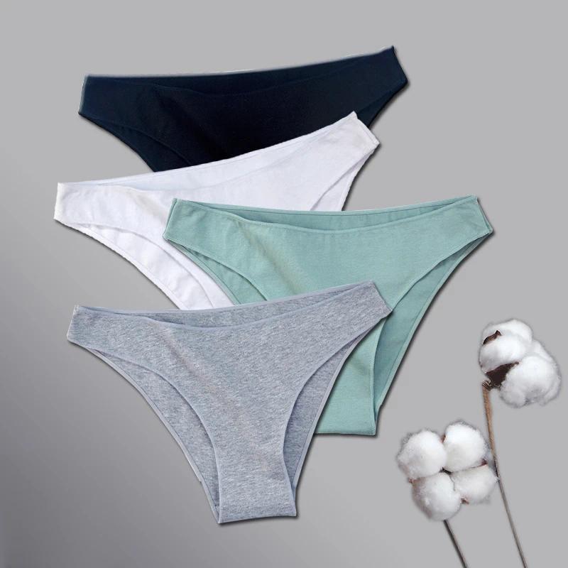 Women's Cotton Panties Female Underwear Solid Color Comfortable ...