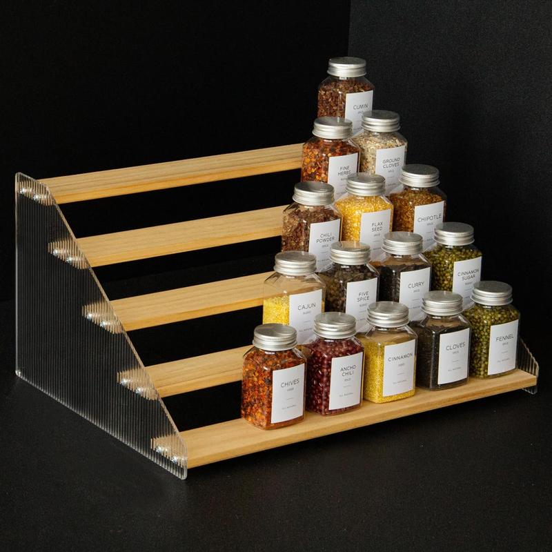 Tiered Spice Rack, 5-Tier Spice Pantry Kitchen Cabinet Organizer, 16 ...
