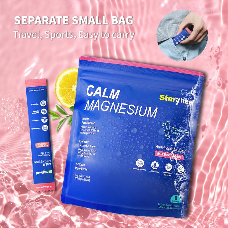 Calm Magnesium Powdered Drink Mix, Raspberry Lemonade, L-Theanine ...