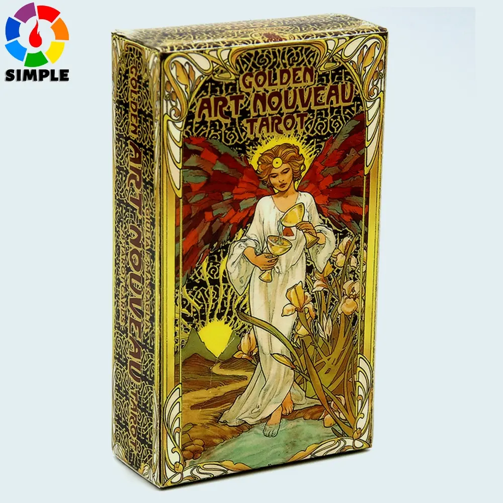 Golden Art Nouveau Tarot Deck 78 Cards with Guidebook Cards Occult ...