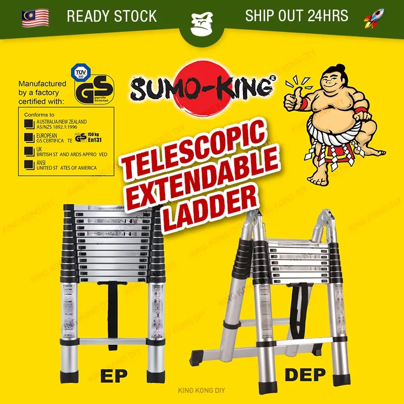 SUMO-KING HEAVY DUTY Telescopic Extendable Aluminium Ladder Foldable ...