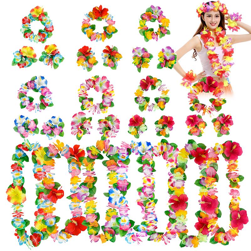 Kalung Garland Santai Bunga Hawaii, 4 Keping / set, Gelang Destar ...