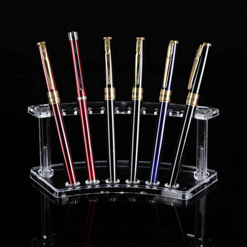 6-Position Transparent Plastic Ballpoint Pen Holder Desktop Display ...
