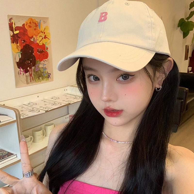Letter B Baseball Cap for Women Y2K Korean Solid Color Snapback ...