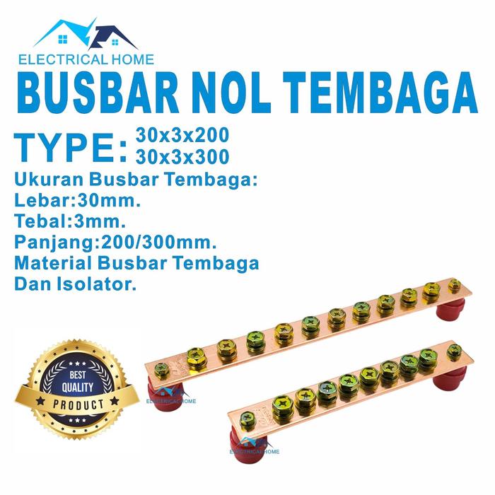 Jual Busbar Tembaga 30 x 3 x 200mm Terminal Nol 8 Baut - 30x3x200 ...