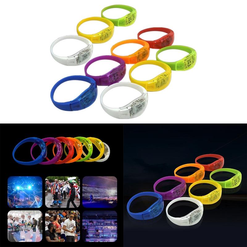 10pcs Voice Controlled LED Luminous Bracelets Flashing Silicone ...
