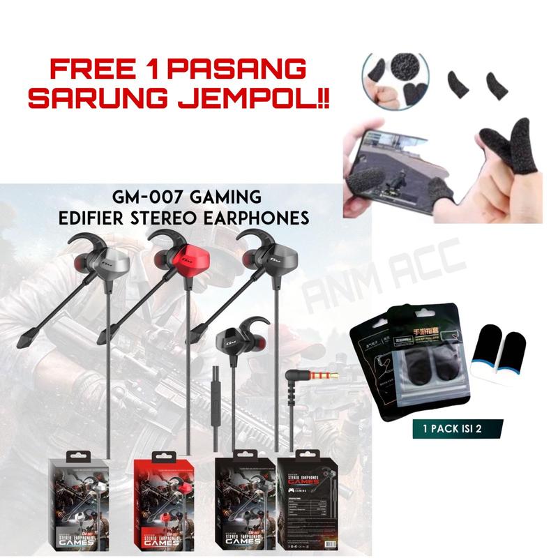 FREE SARUNG JEMPOL HEADSET HANDSFREE EARPHONE GAMING GM-007 EDIFIER ...