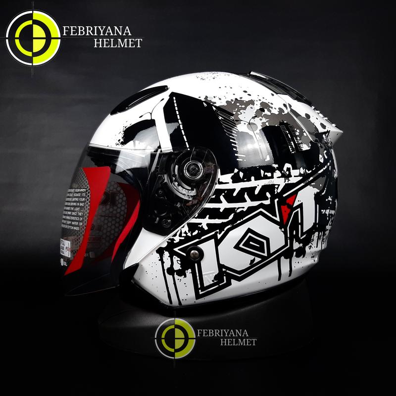 HELM KYT DJ MARU SERI 10 WHITE HALLFACE KYT DJ MARU MOTIF Motorcycle ...
