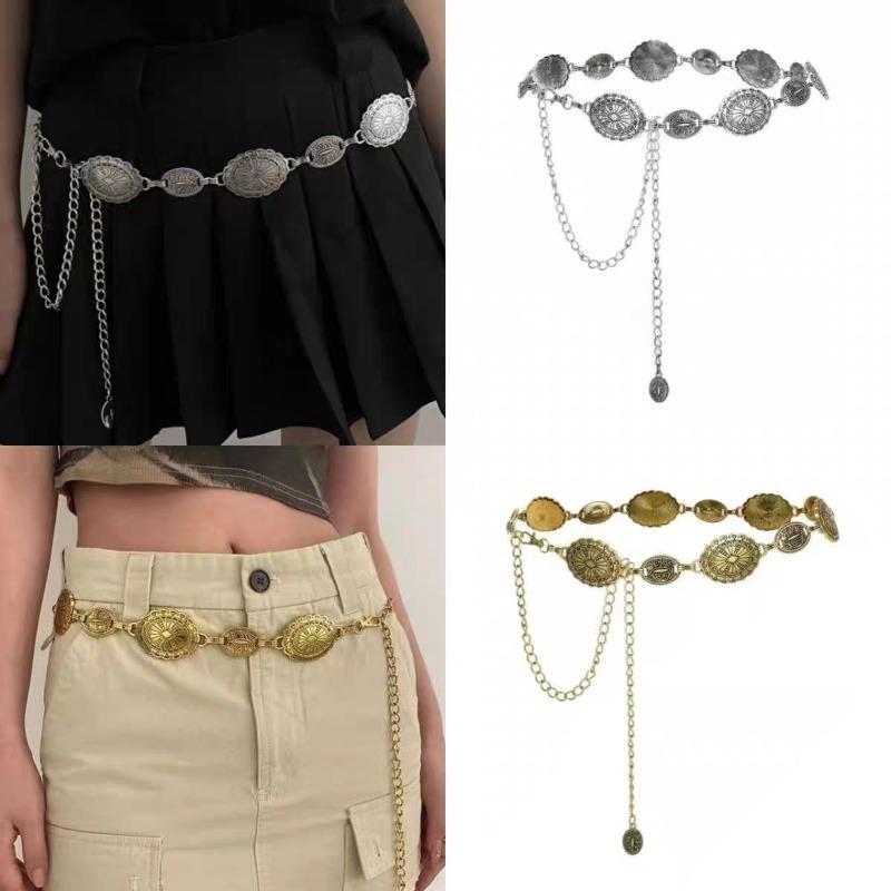 Rantai Pinggang Logam, Gaya Etnik Boleh Laras Retro, Bulat Berukir ...