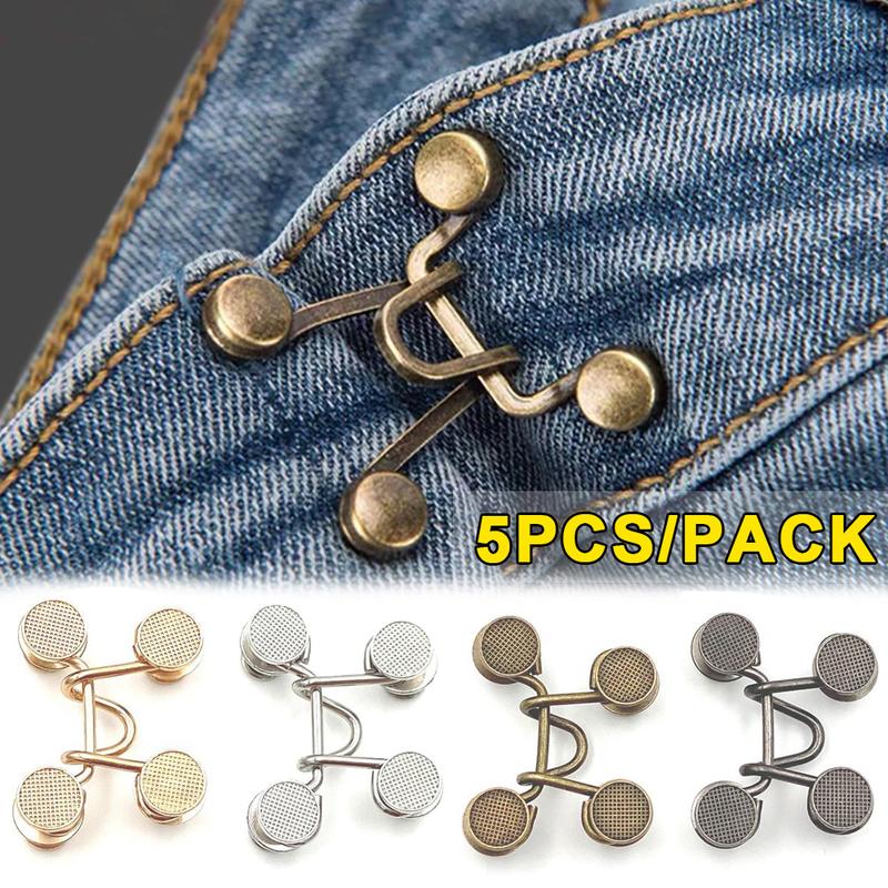 5pcs/set Adjustable Jean Buttons Metal Nail-free Detachable Waist Pants ...
